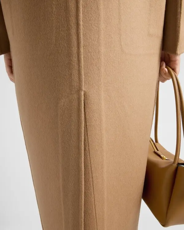 Prada Single-Breasted Long Coat - Camel Brown - 23% Off | Editorialist